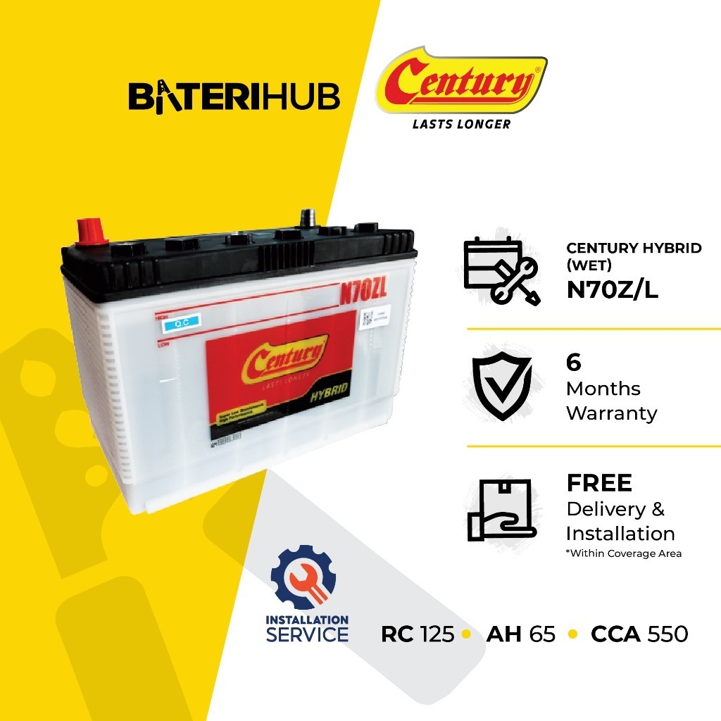 [Installation Provided] N70Z N70ZL Century Hybrid WET | Car Battery ...