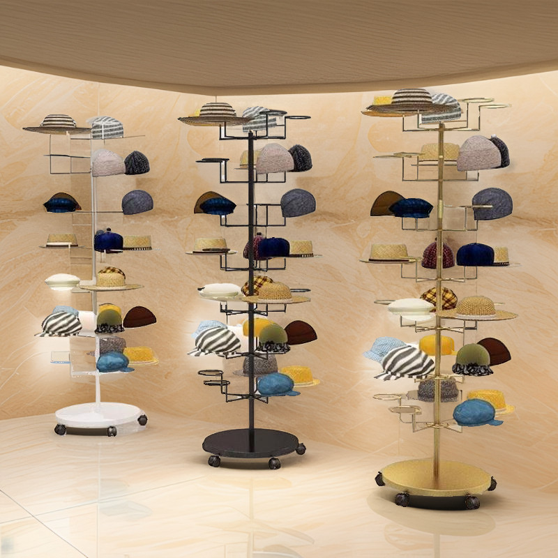 Hat display rack with wheels shopping mall floor-standing storage hat ...