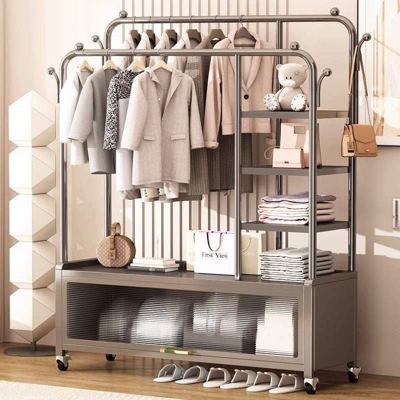 Portable Steel Clothes Rack Multi-Function Wardrobe Organizer Stand ...