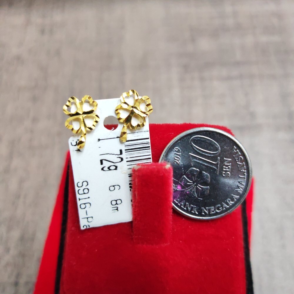 Emas916, Subang Paku Bunga Raya Love 0.7cm Pd 6959 P399 | Shopee Malaysia