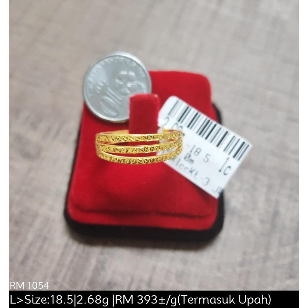 Emas916, Cincin Klcc Kt L3 Jky 0.6cm Kt 8365 P392 10 11 12 13 14 15 16 17 18 19 20 | Shopee Malaysia
