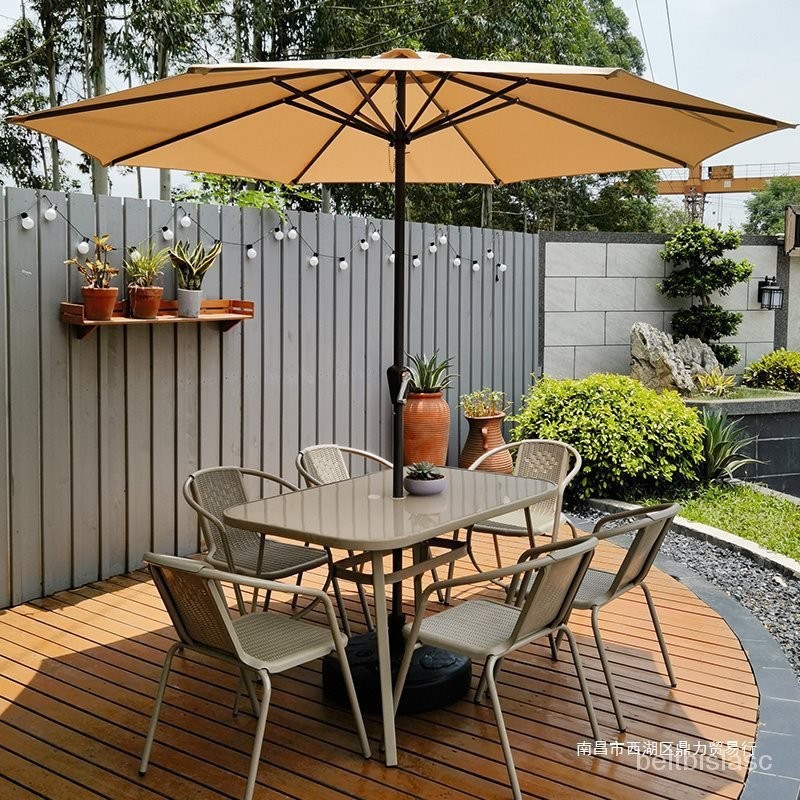 Get 7% coupon+gift】oor Courtyard Table, Chair and Umbrella Assemblage ...