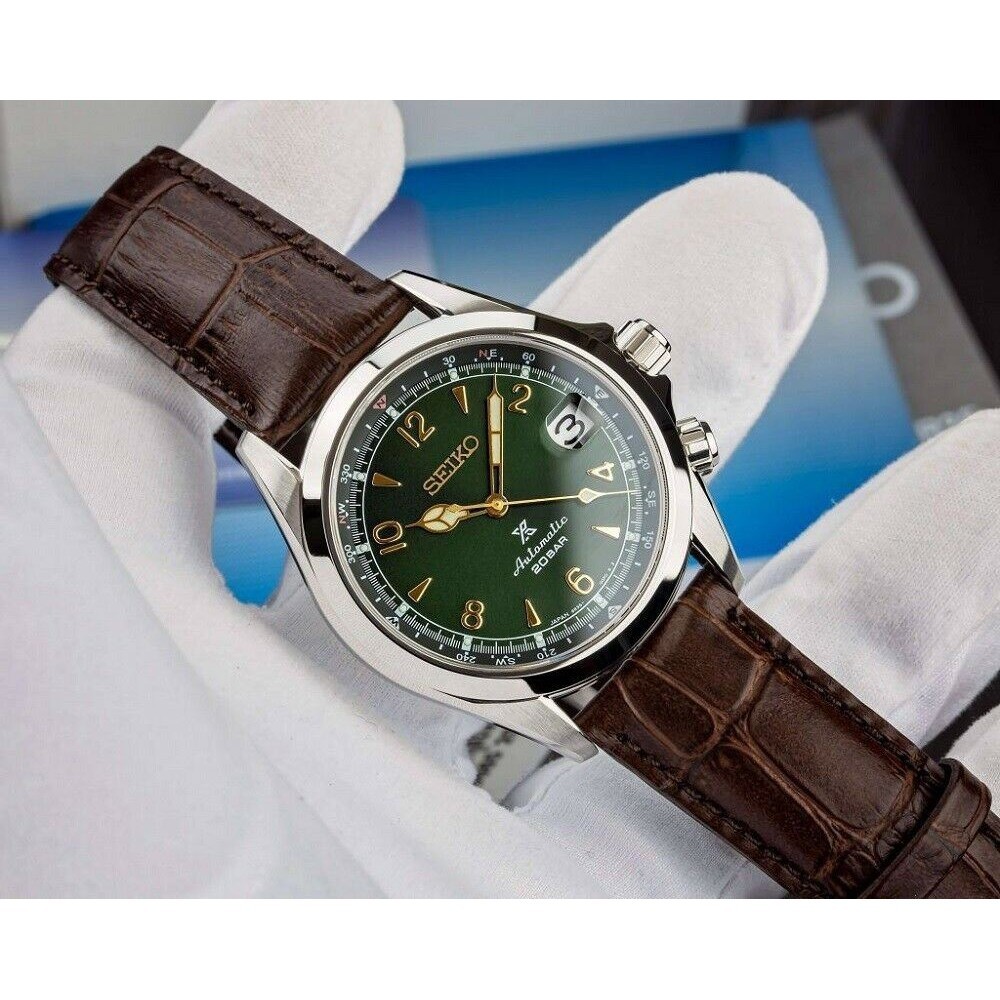 Seiko SPB121J1 Prospex Alpinist Green Analog Automatic Brown Leather ...