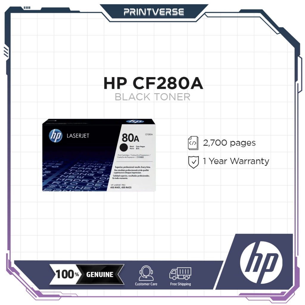 HP CF280A 280A 80A Original Laserjet Mono Toner Cartridge / 2.7k Pages ...