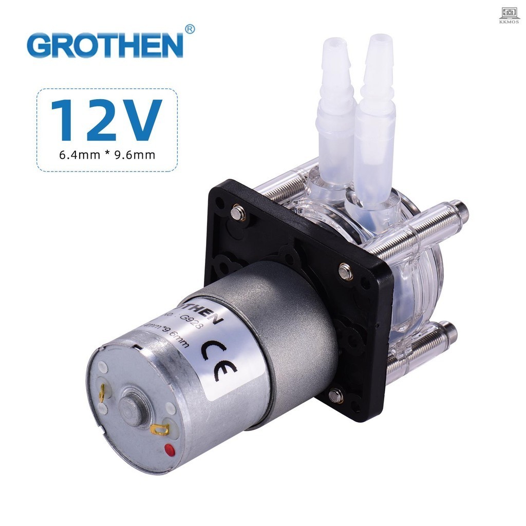 GROTHEN DC 12V Peristaltic Pump with Silicone Tubing High Flow Water ...