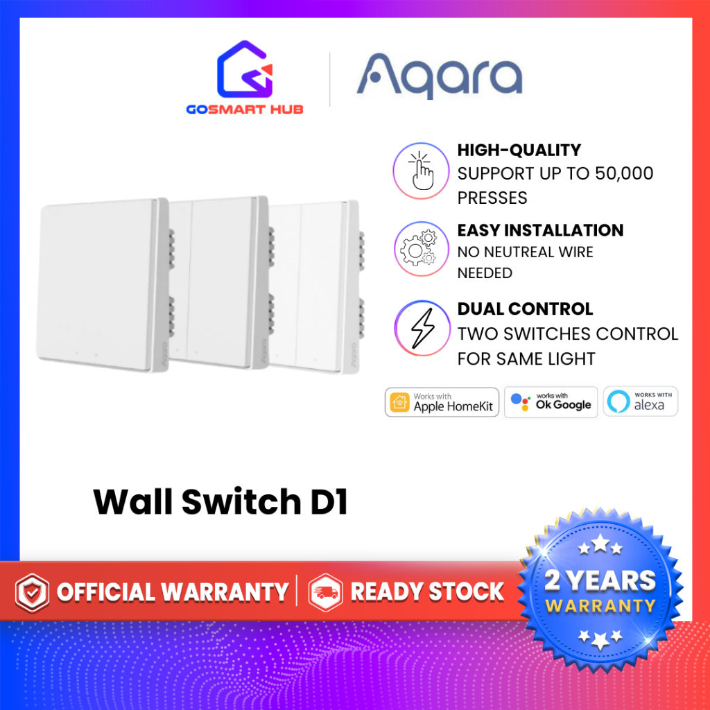 Aqara Wall Switch D1 Zigbee Qbkg04Lm | No Neutral Wire Required ...