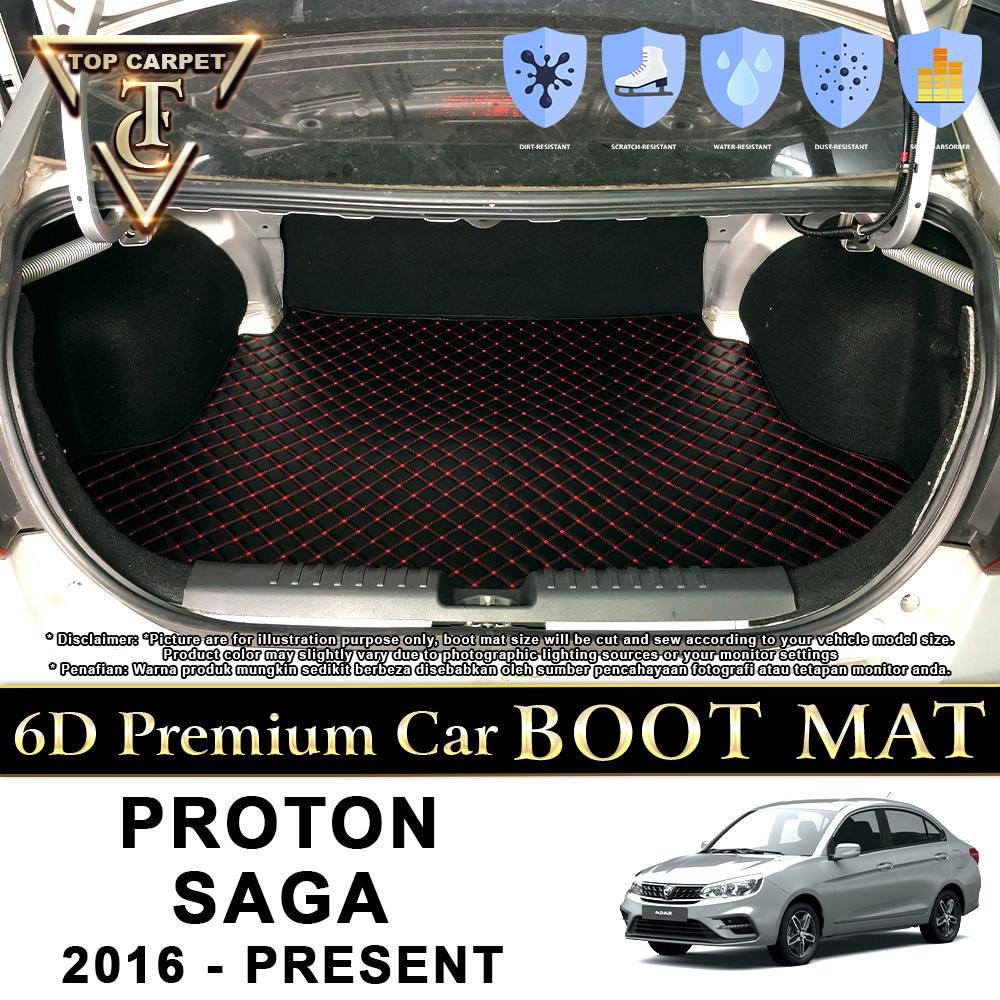 PROTON SAGA ( 2016 - 2025 ) Car Boot Mat PU Leather Cargo Mat Trunk ...