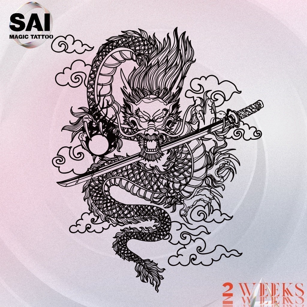 SAI MAGIC TATTOO Lasts to 2 weeks 18CM×11CM Tattoo sticker waterproof ...