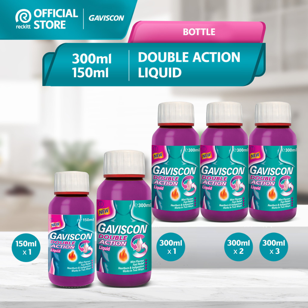 Gaviscon Double Action Liquid Bottle (150ml/300ml/x2/x3) - Fast Relief ...