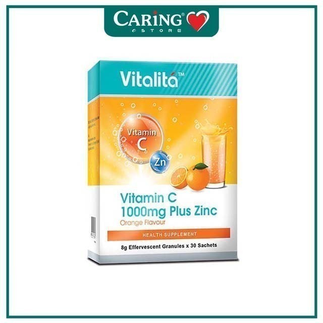 VITALITA VITAMIN C 1000MG PLUS ZINC ORANGE FLAVOUR EFFERVESCENT GRANULE ...