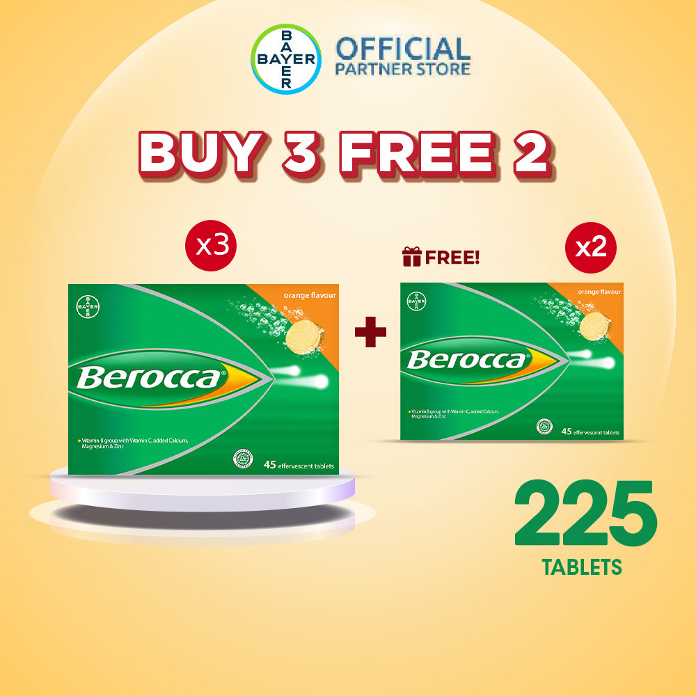 Berocca Effervescent Tablets Orange (45's x 5) [Buy 3 Free 2] | Shopee ...