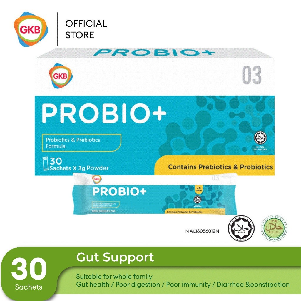 GKB Probio+ (Probiotics & Prebiotics Formula) 3g x 30 Sachets | 益生菌，肠道健康 Gut Health/ Immunity ...
