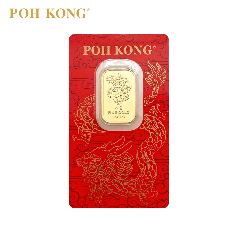POH KONG 999.9/24K Pure Gold Dragon Gold Bar (3g) | Shopee Malaysia