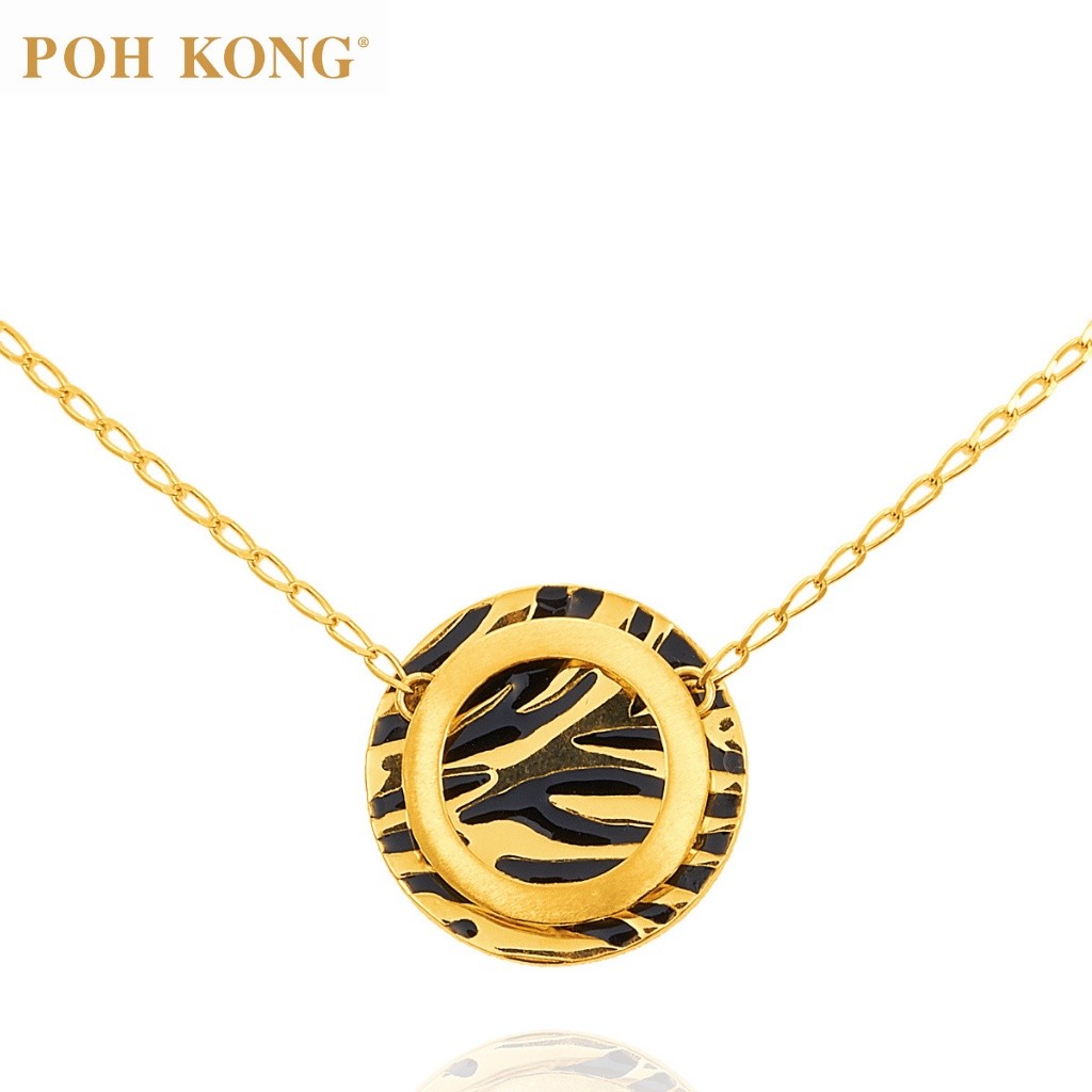 POH KONG 916/22K Gold Tranz Textured Round Necklace | Shopee Malaysia