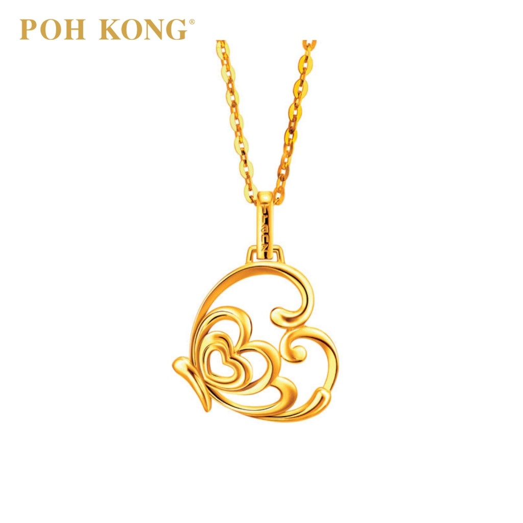 POH KONG 916/22K Gold Tranz Spiral Hearts Pendant | Shopee Malaysia