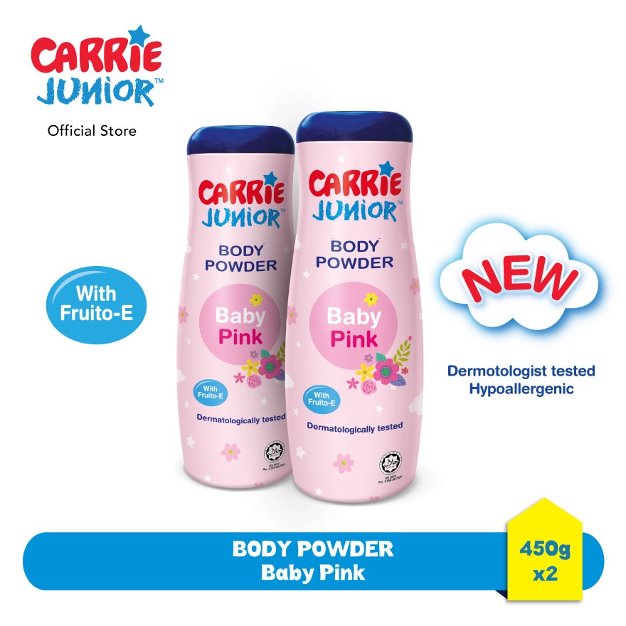 Carrie Junior Body Powder - Baby Pink (450g x 2) | Shopee Malaysia