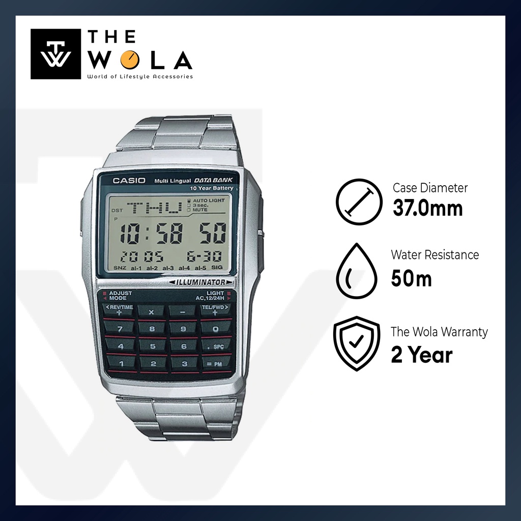 (2 Years Warranty) Casio Databank Men Digital Calculator Watch DBC-32D ...
