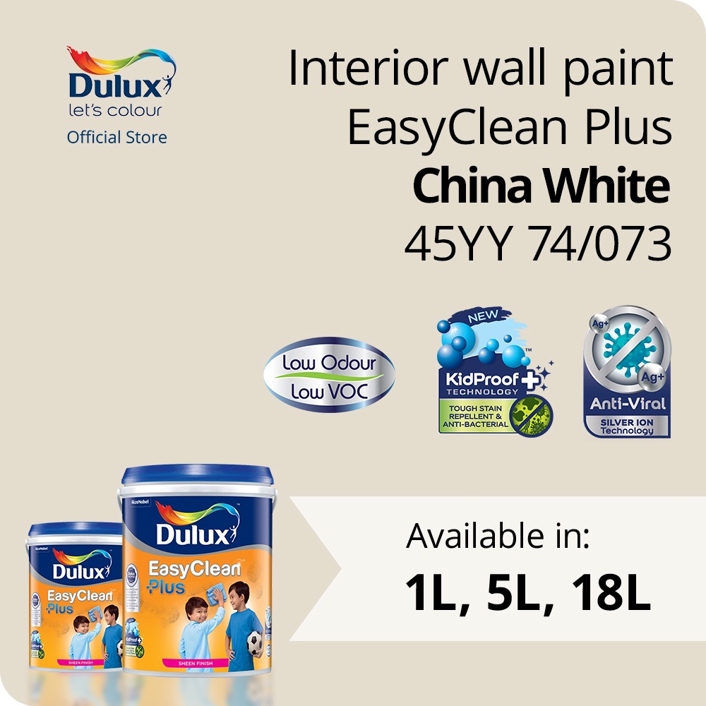 Dulux EasyClean Plus Interior Wall Paint - China White 45YY 74/073 ...