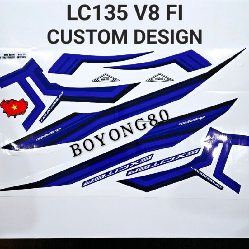 YAMAHA LC135 V8 FI EXCITER CUSTOM DESIGN BODY STICKER ( READY STOCK ...