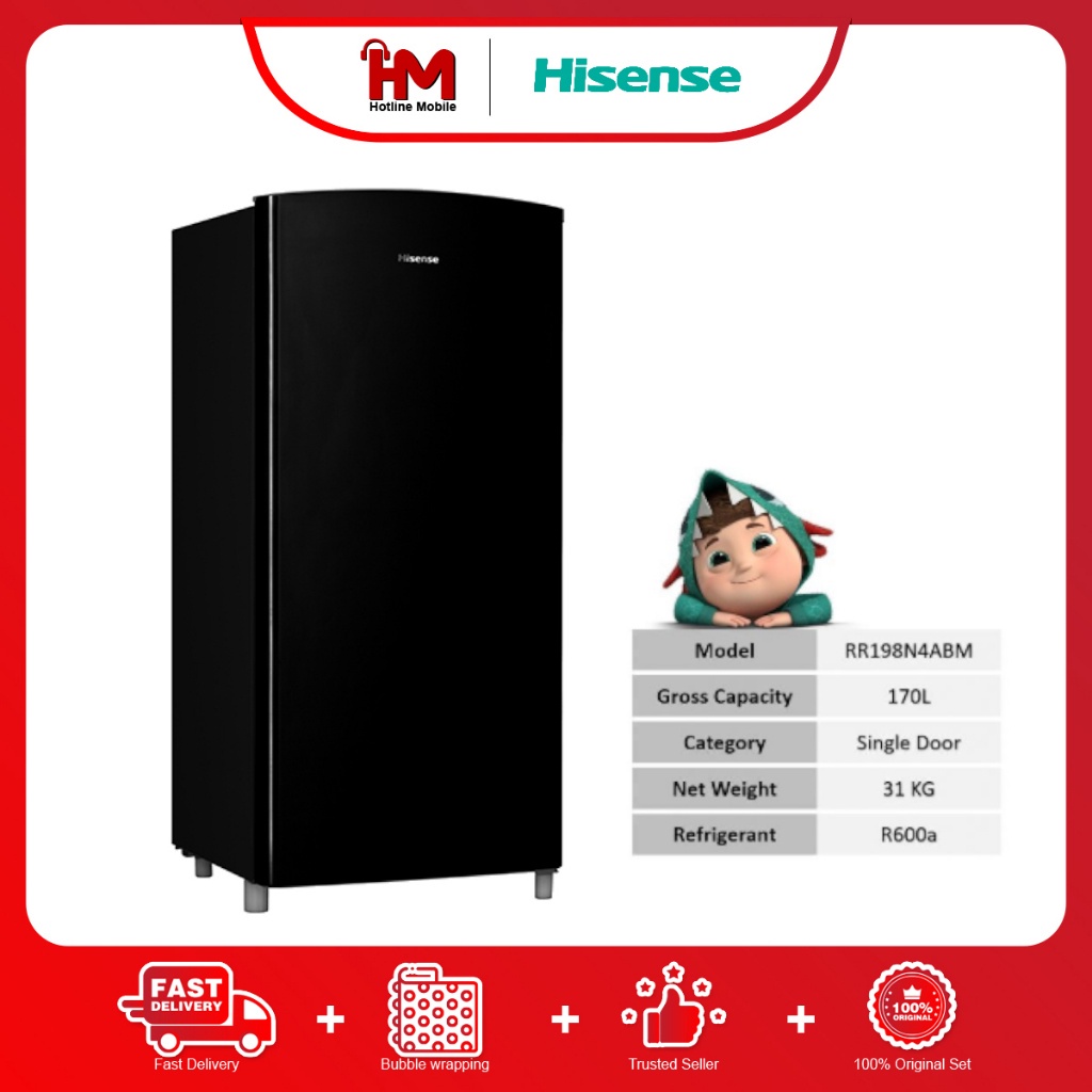 Hisense RR198D4ABM 170L Single Door Fridge | Refrigerator | Shopee Malaysia