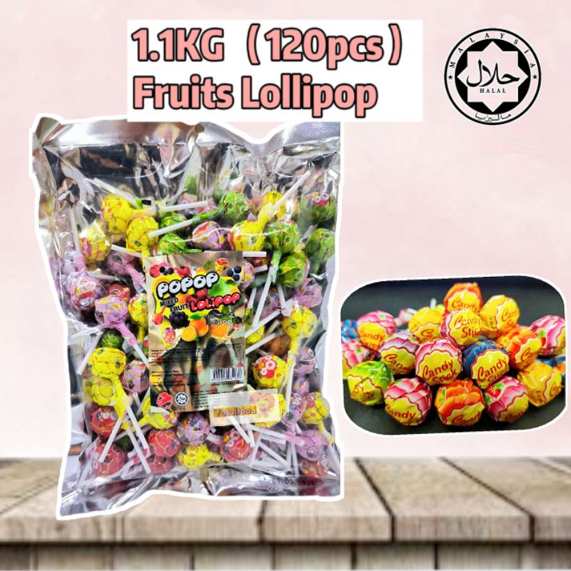 1.1KG Leanseng Popop Mixed Fruit Lollipop hard candy (110pcs+-) | Shopee Malaysia
