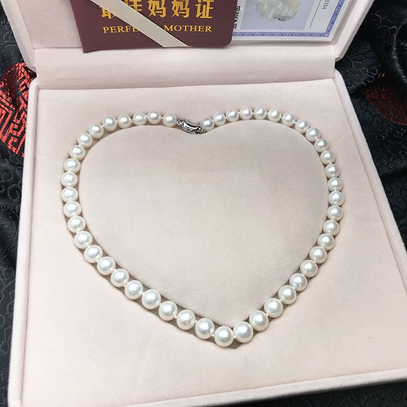Pearl Necklace Natural Glare Freshwater White Pearl Necklace with Box ...