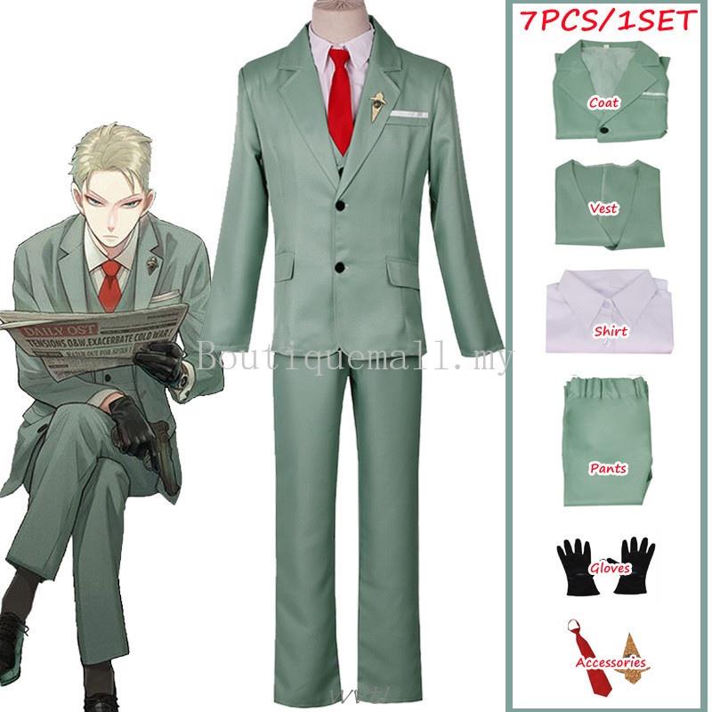 MO Anime Spy X Family Loid Forger Cosplay Costume Green Suit Blond Wig ...