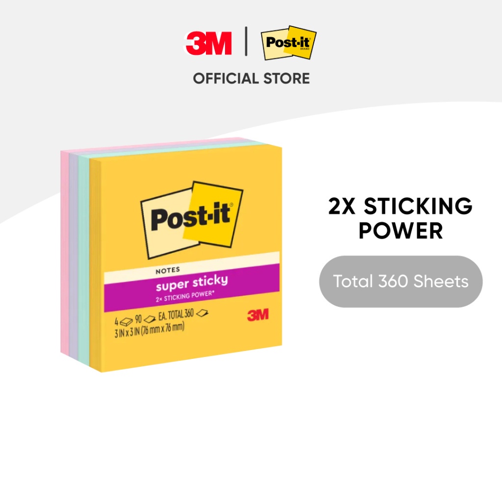 3M™ Post-it® Super Sticky Notes Sweets Collection, 2x Sticking Power ...