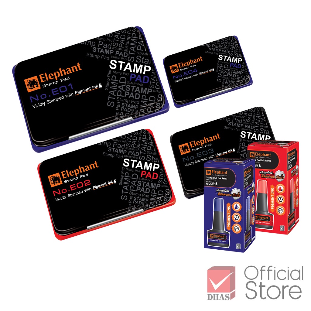 Elephant Stamp Pad & Refill (Blue / Red / Black Ink) | Shopee Malaysia