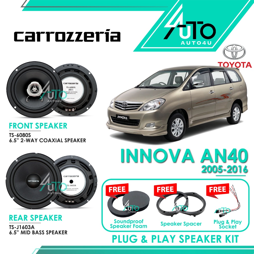 Carrozzeria Car Speaker Toyota Innova An40 2005 Plug & Play Speaker ...