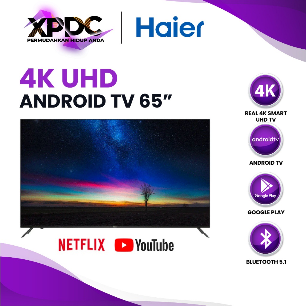 HAIER 65" 4K UHD ANDROID SERIES LED TV Televisyen Smart TV 电视机 H65K66UG ...