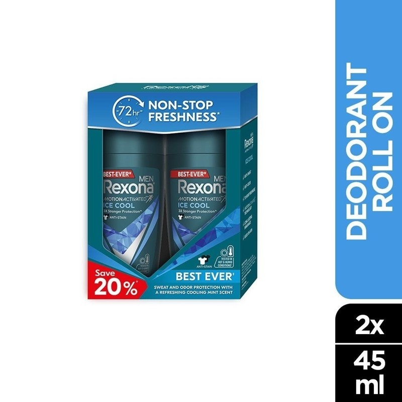 Rexona Men Roll On Deodorant Ice Cool 2x45ml Twin Pack | Shopee Malaysia