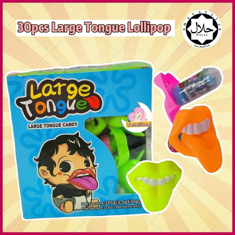 30pcs Sanwa Large Tongue Candy Lollipop Fruits Flavour Gigi design ...