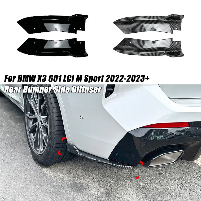 Gloss Black ABS Plastic Car Rear Bumper Lip Side Diffuser Canards ...