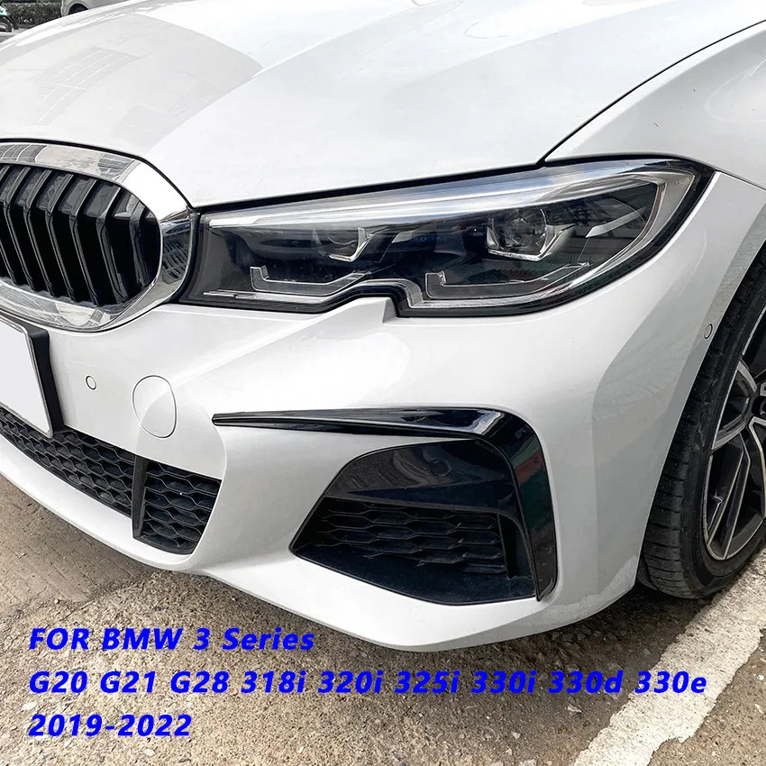 For BMW G20 G21 G28 318i 320i 325i 330i 330d 330e M Sport 2019-2022 Front Canards Bumper Spoiler ...