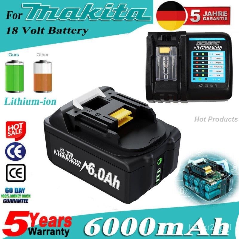 Makita 100% original 18V 6.0Ah rechargeable power tool baery With LED lithium ion replacement ...