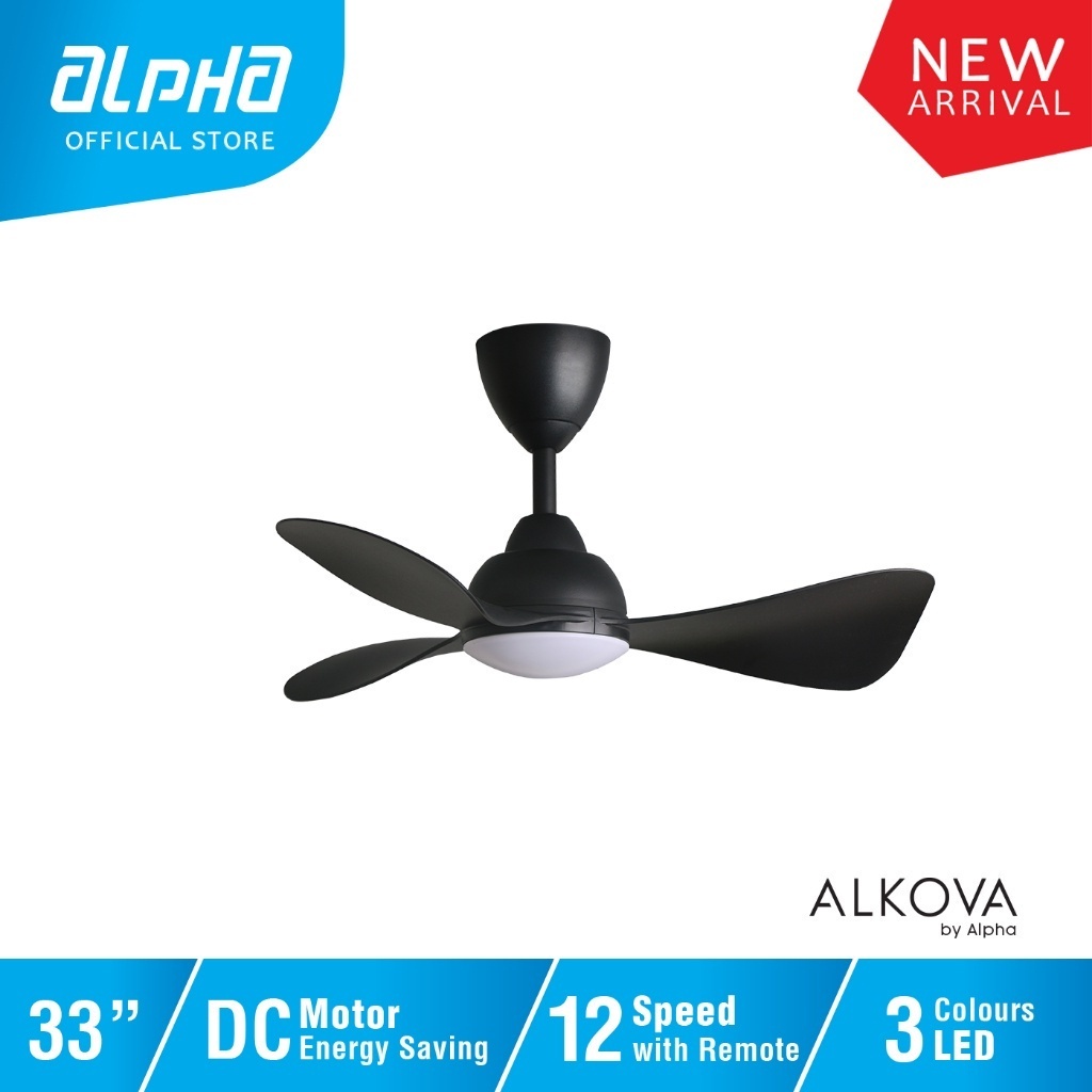 ALPHA Alkova MILI LED 3B DC Motor Ceiling Fan with 3 Blades 12 Speed ...