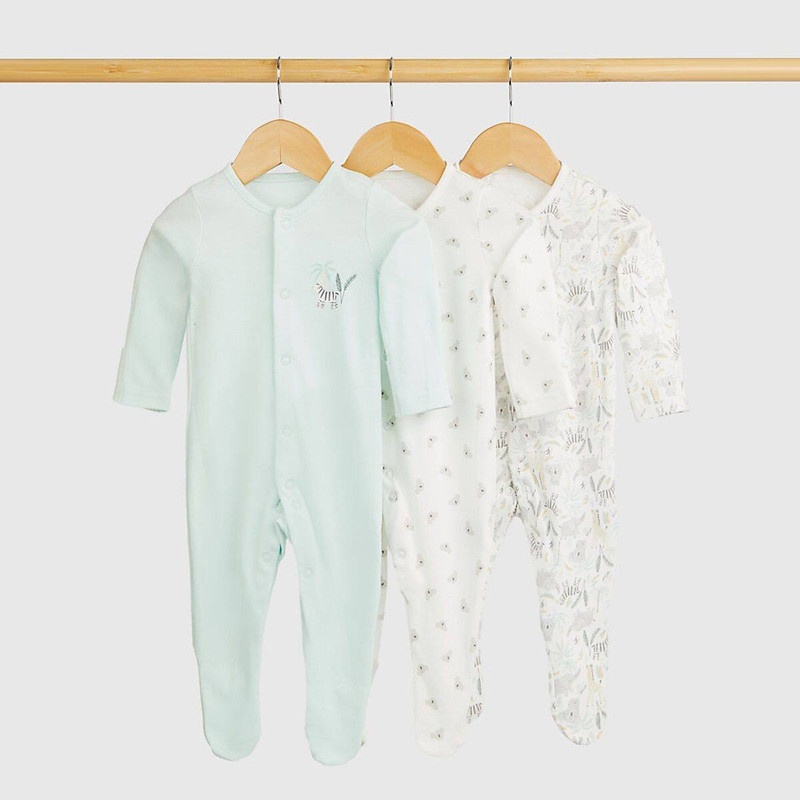 Mothercare Baby Unisex Safari Baby Sleepsuits - 3 Pack | Shopee Malaysia