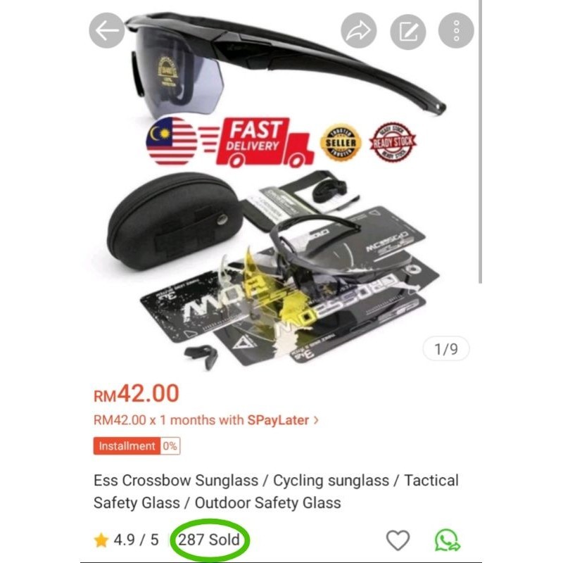 Ess Crossbow Sunglass / Cycling sunglass / Tactical Safety Glass ...