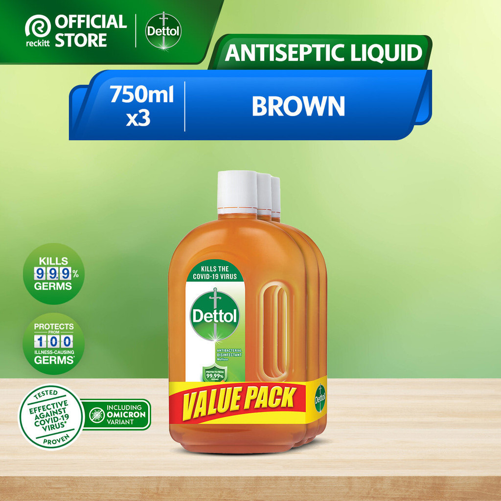 Dettol Antiseptic Brown Liquid (ASL) 750ml x3 Value Pack | Shopee Malaysia