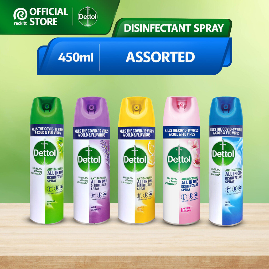 Dettol Antibacterial Disinfectant Spray 450ml x3 (Morning Dew/Crisp ...