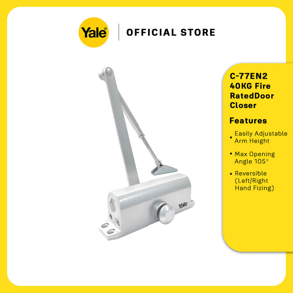 Yale C-77EN SIZE 2 (C-77EN2) 40KG Fire Rated Door Closer (Silver ...