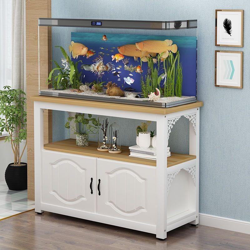 Fish tank storage rack with drawers wrought iron metal rack fish tank ...