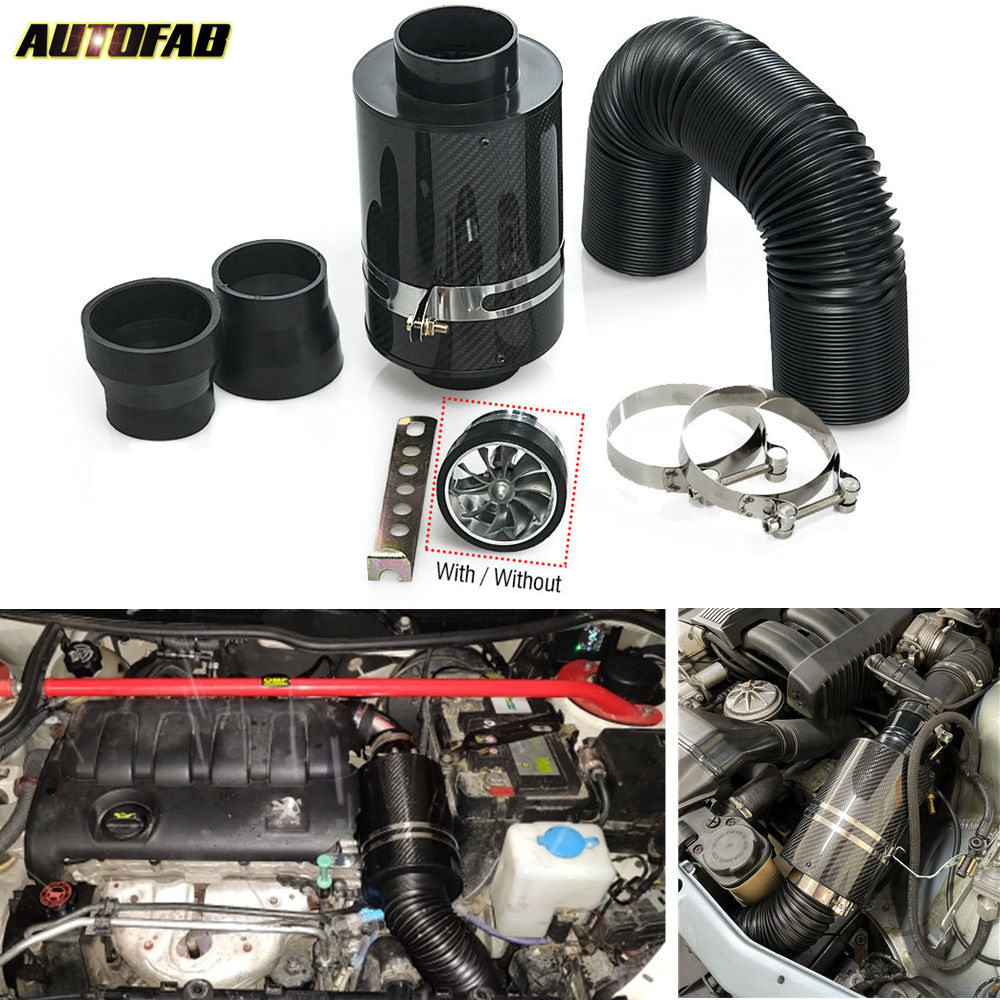 AUTOFAB - Universal Car 3 inch Carbon Fiber Cold Air Filter Feed ...