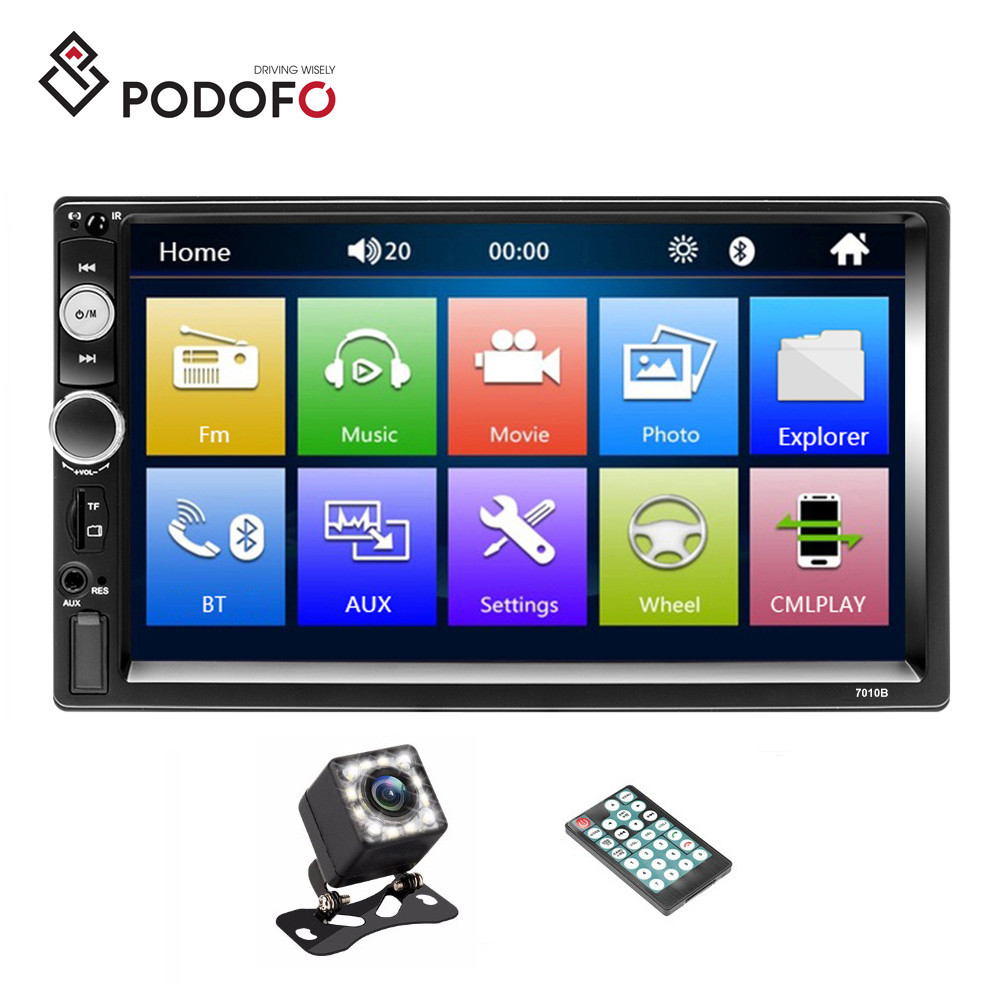 Podofo 2 Din Car Radio Car Video Player 7'' HD Player MP5 Touch Screen ...