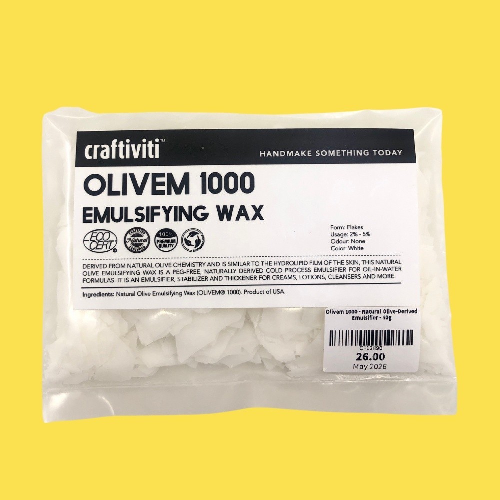 Olivem 1000 Natural Olive-Derived Emulsifier | 50g | Craftiviti | Wax ...
