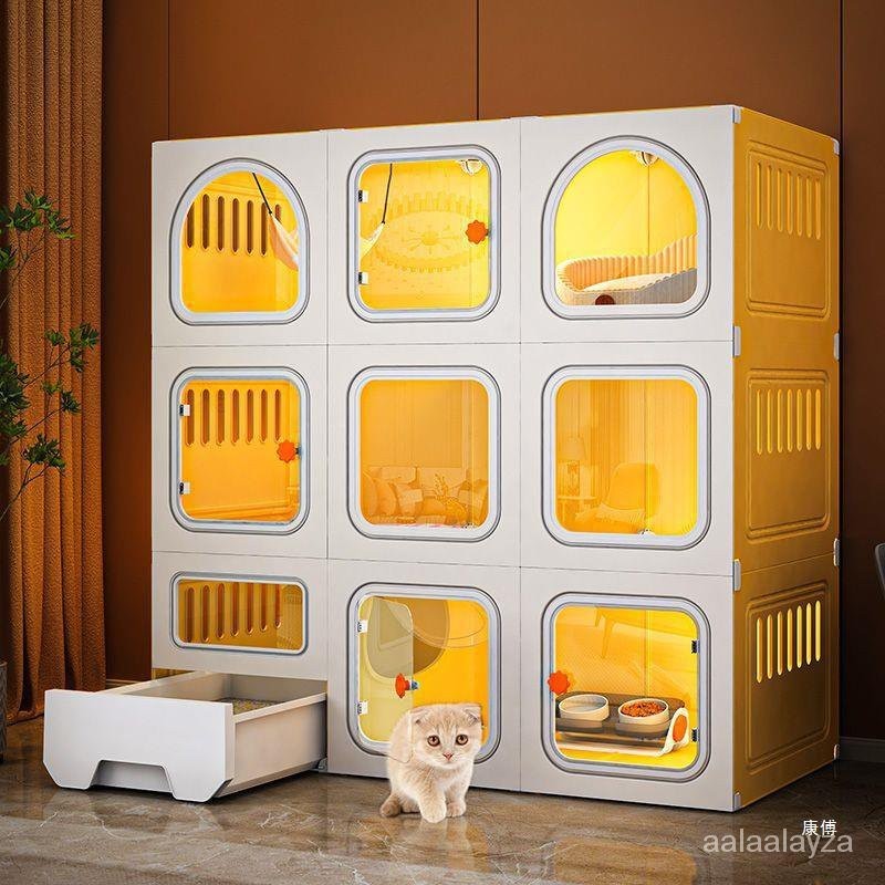 Hy 6 Cat Villa Home Indoor Free Space With Toilet Integrated Luxury Cat