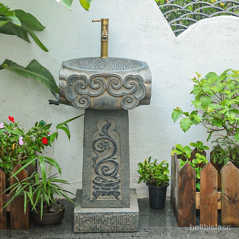 HY-6/Outdoor Column Wash Basin New Chinese Courtyard Balcony Garden ...