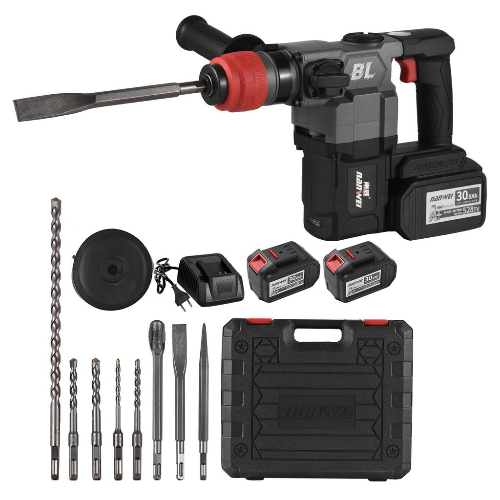 NANWEI 21V Cordless Industrial Brushless Hammer 6.0Ah Lithium Electric ...
