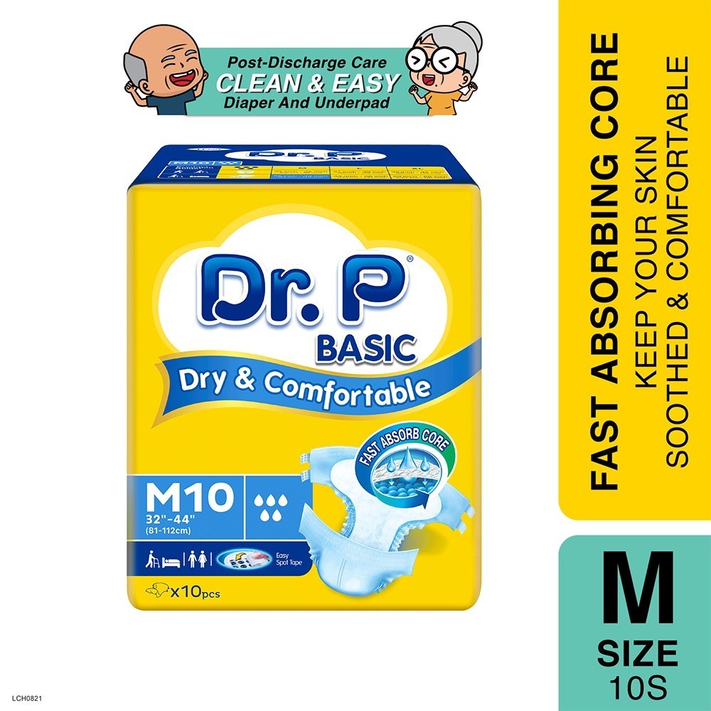 Dr.P Basic Dry and Comfortable Adult Diaper - Size M (10's) | Shopee ...